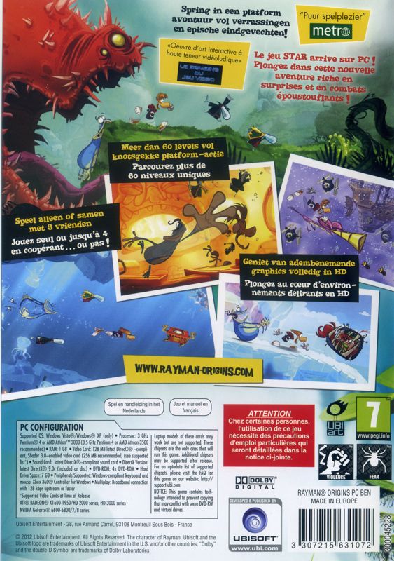 Rayman Origins cover or packaging material - MobyGames