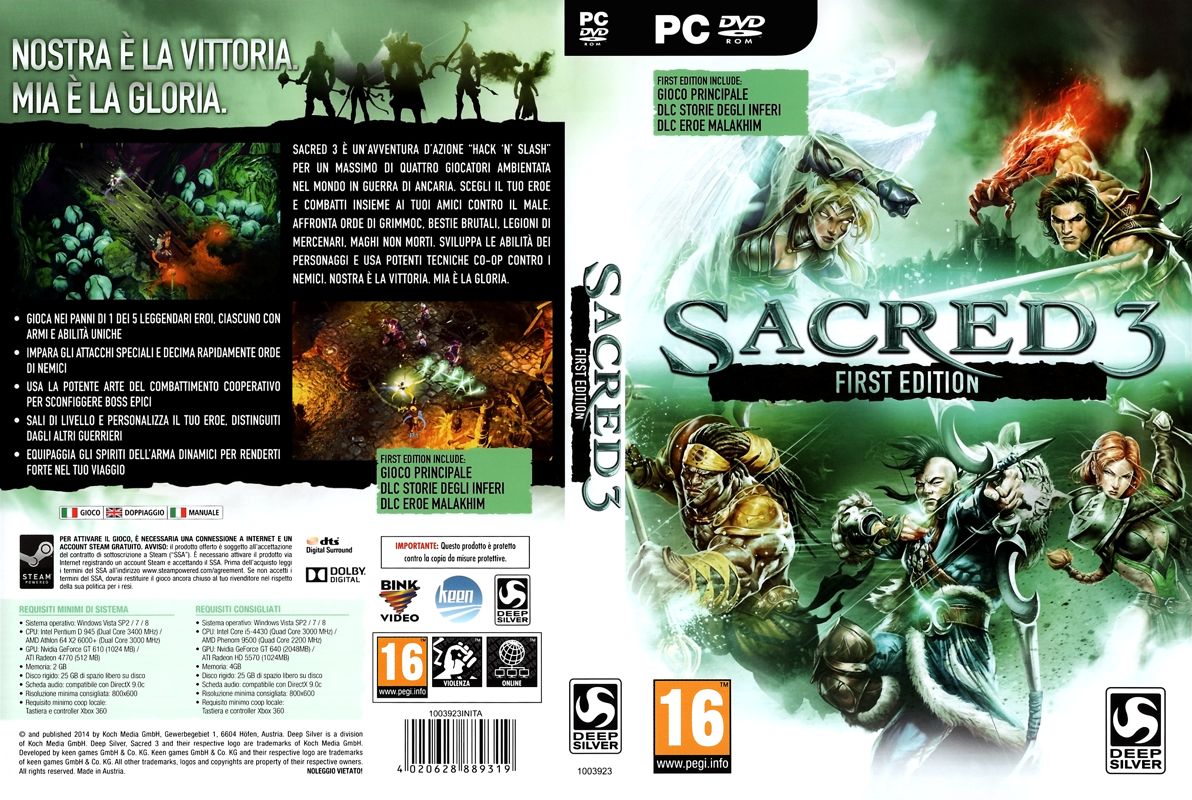 Sacred 3: First Edition cover or packaging material - MobyGames