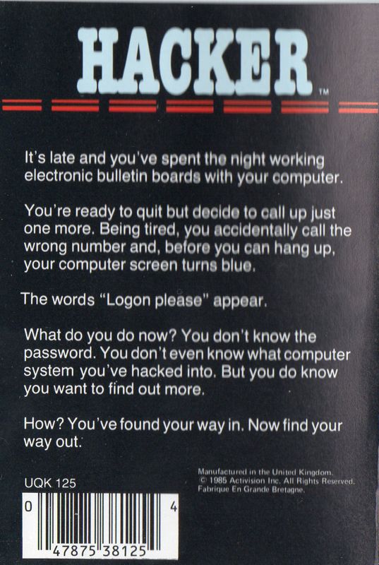 Hacker cover or packaging material - MobyGames