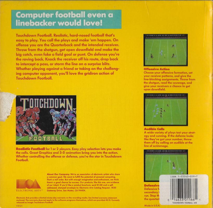 Touchdown Football cover or packaging material - MobyGames