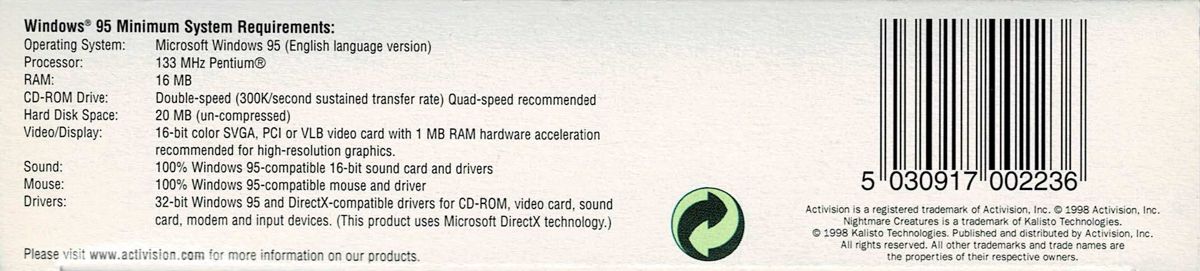 Nightmare Creatures cover or packaging material - MobyGames