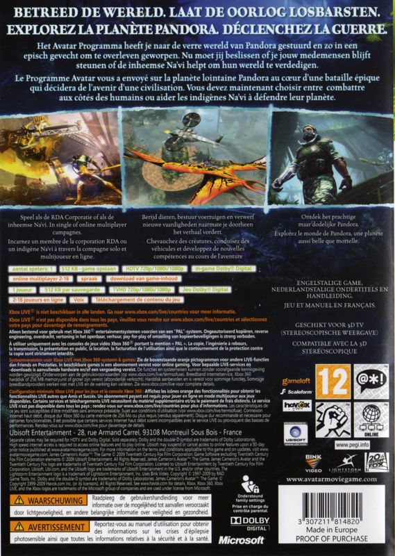 James Cameron's Avatar: The Game cover or packaging material - MobyGames