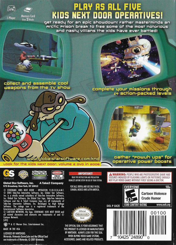 Codename: Kids Next Door - Operation: V.I.D.E.O.G.A.M.E. cover or packaging material - MobyGames