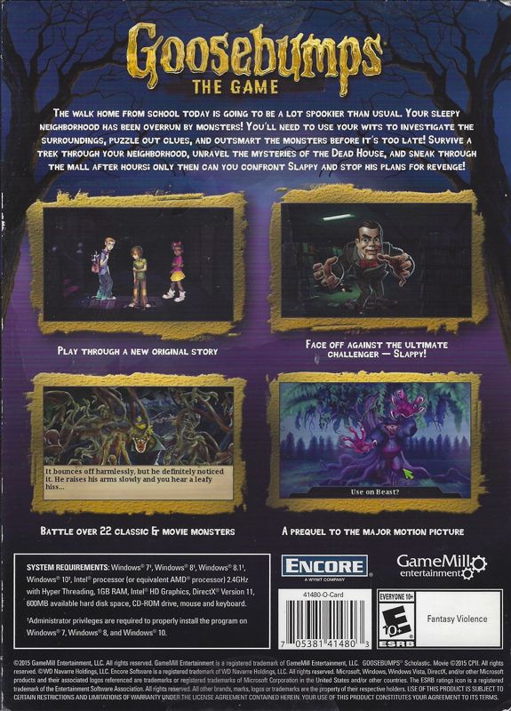 Goosebumps: The Game cover or packaging material - MobyGames