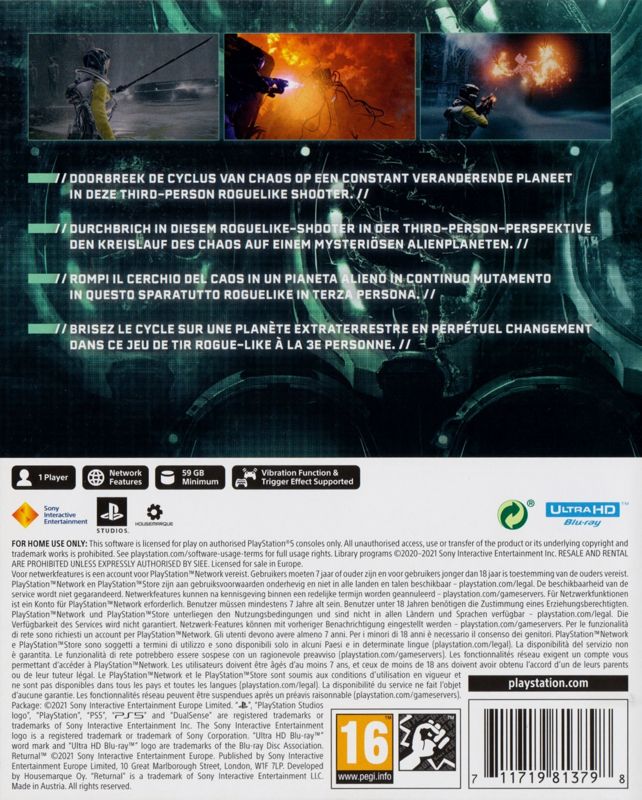 Returnal cover or packaging material - MobyGames