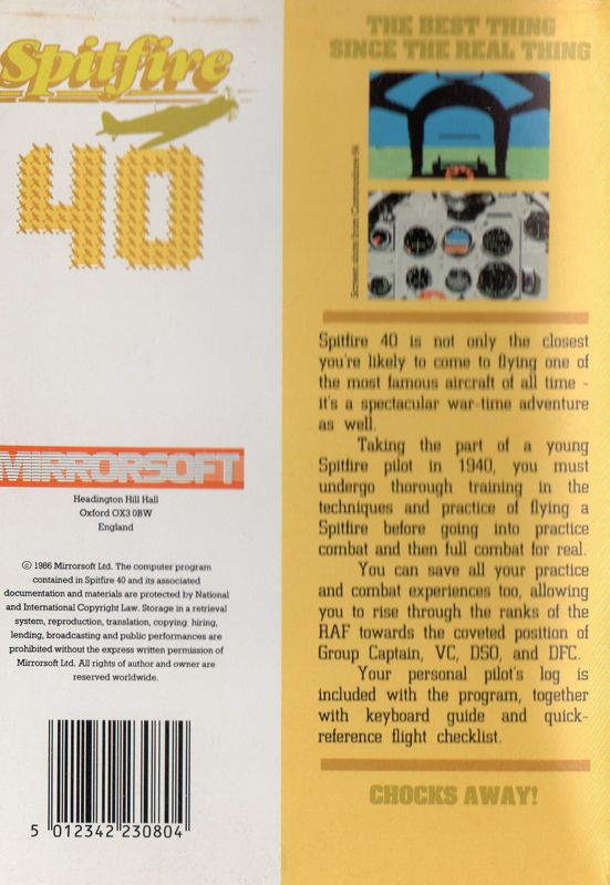Spitfire '40 cover or packaging material - MobyGames