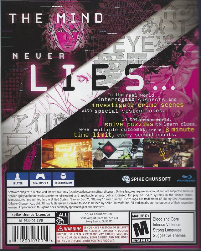 AI: The Somnium Files (Special Agent Edition) cover or packaging ...