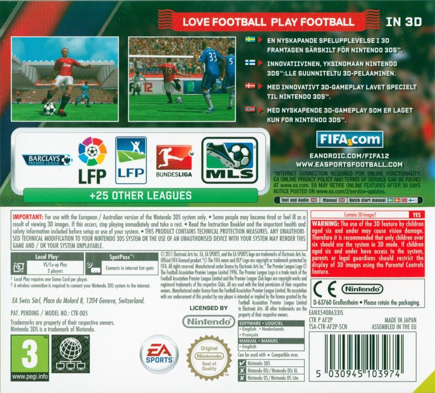 FIFA Soccer 12 cover or packaging material - MobyGames