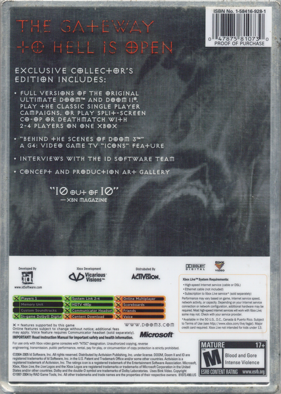 Doom³ (Limited Collector's Edition) cover or packaging material - MobyGames