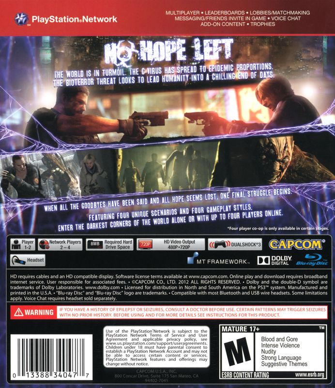 Resident Evil 6 cover or packaging material - MobyGames