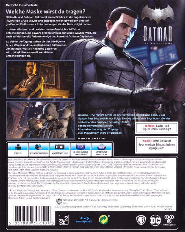 Batman: The Telltale Series cover or packaging material - MobyGames