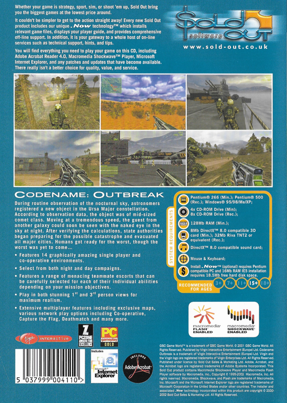 Codename: Outbreak cover or packaging material - MobyGames