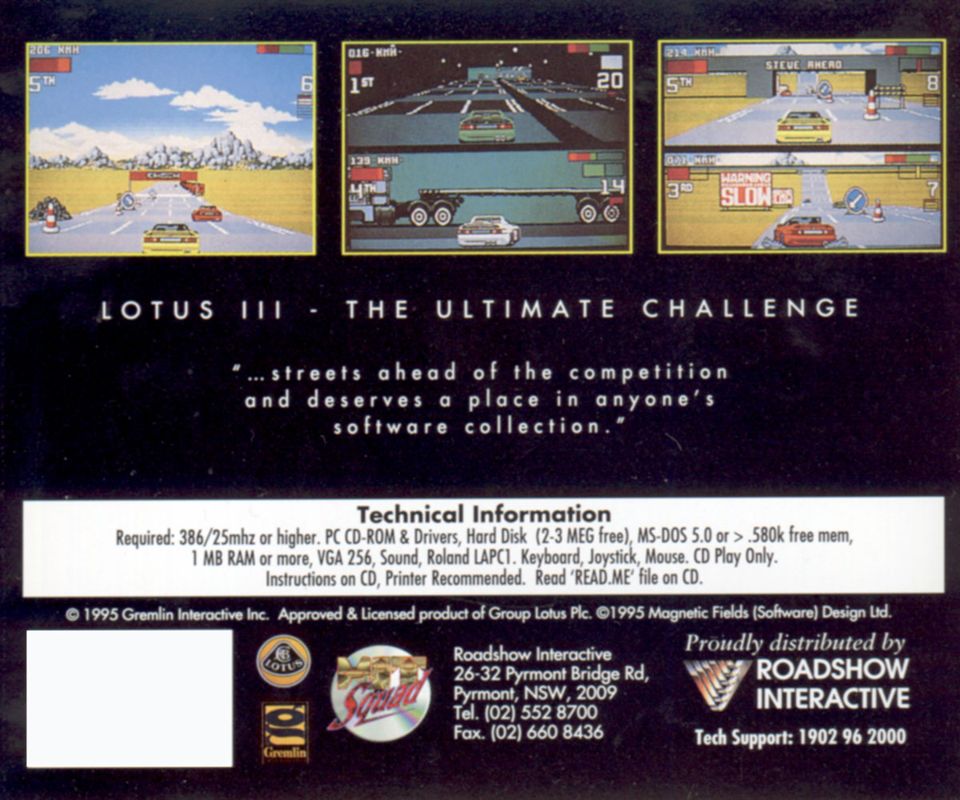Lotus: The Ultimate Challenge cover or packaging material - MobyGames