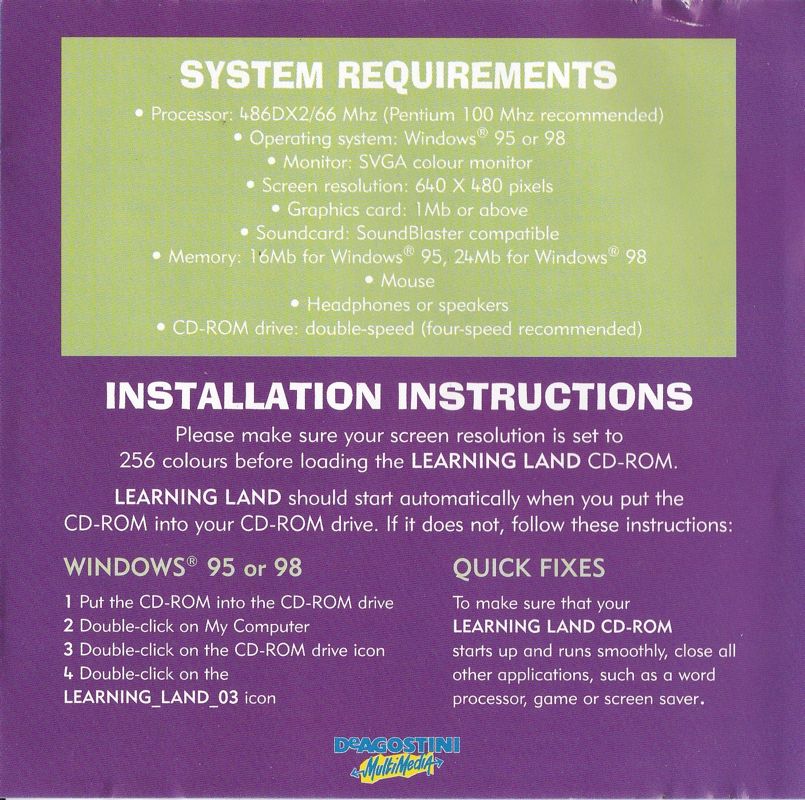 Learning Land 3: At The Funfair cover or packaging material - MobyGames