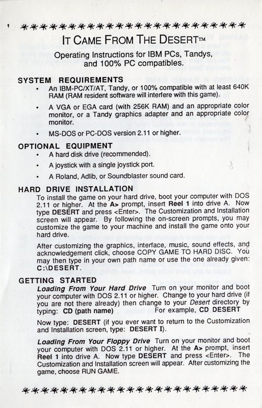 It Came from the Desert cover or packaging material - MobyGames