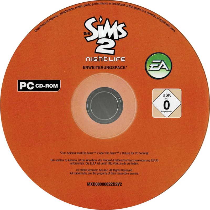 The Sims 2: Nightlife cover or packaging material - MobyGames