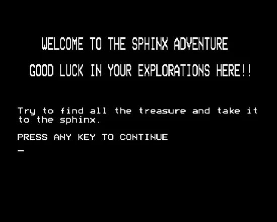 Sphinx Adventure (1982) - MobyGames