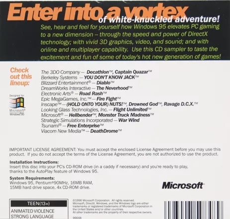 Games Sampler 2 for Windows 95 box covers - MobyGames
