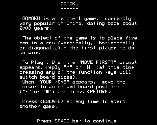 Gomoku (1982) - MobyGames