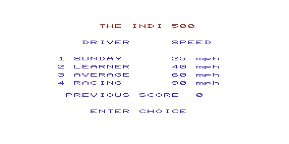 The Indi 500 Race (1984) - MobyGames