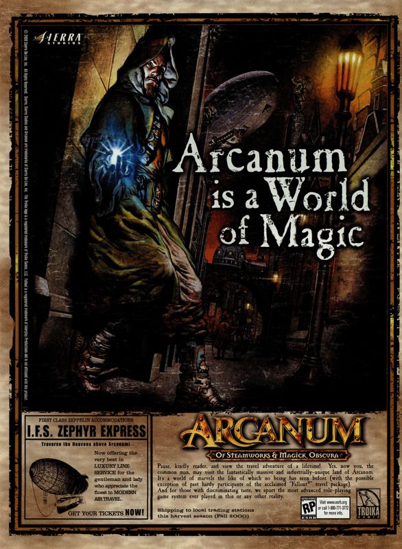 Arcanum: Of Steamworks & Magick Obscura official promotional image - MobyGames