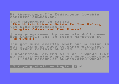 Screenshot of The Hitch Hikers Guide to the Galaxy (Commodore 64, 1981 ...
