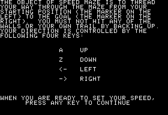 Screenshot of Speed Maze (Apple II, 1984) - MobyGames