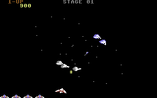 Screenshot of Gyruss (Commodore 64, 1983) - MobyGames