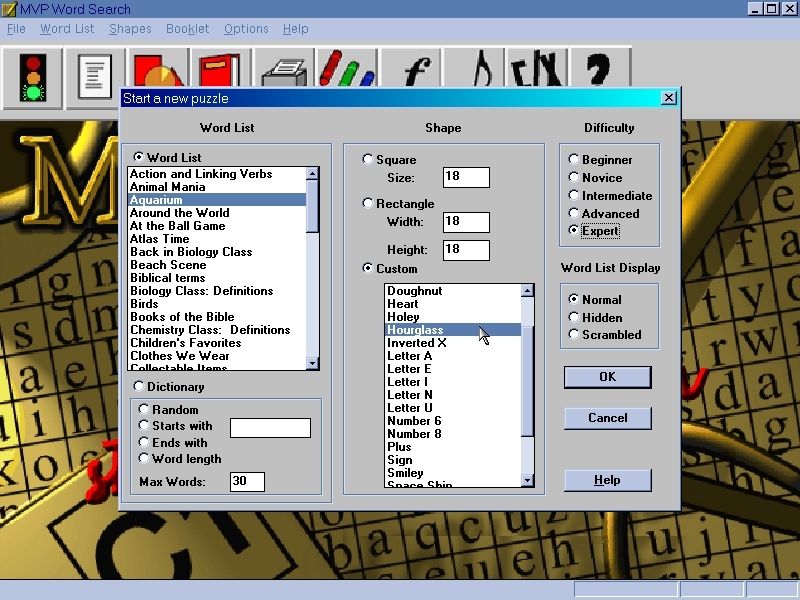 Screenshot of MVP Word Search for Windows (Windows, 1996) - MobyGames