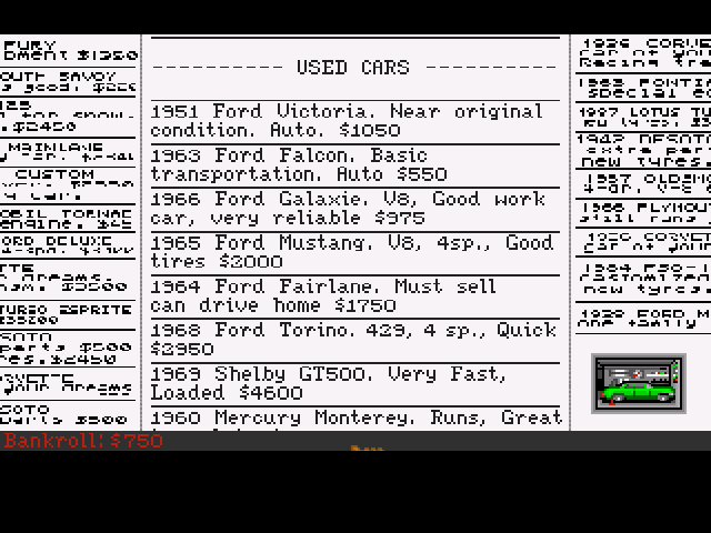 Screenshot of Street Rod 2: The Next Generation (Amiga, 1991) - MobyGames