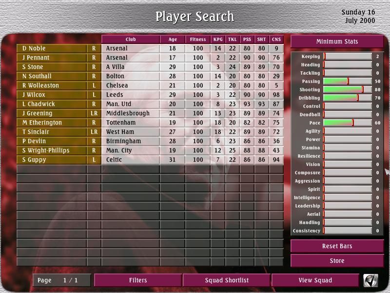 Screenshot of Sven-Göran Eriksson's World Manager (Windows, 2002 ...