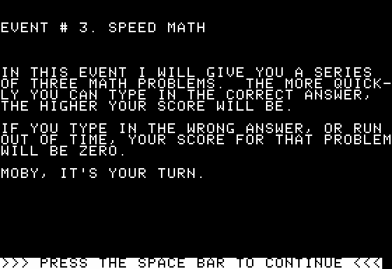 Screenshot of Math Decathlon (Apple II, 1981) - MobyGames
