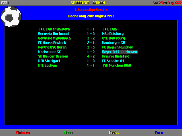Screenshot of Ultimate Soccer Manager 98 (Windows, 1998) - MobyGames