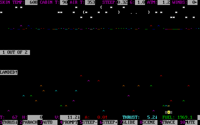 Screenshot of Tommy's Lander (DOS, 1986) - MobyGames