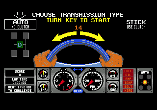 Screenshot of Hard Drivin' (Genesis, 1989) - MobyGames