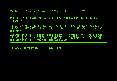 Screenshot of Mad (Commodore PET/CBM, 1978) - MobyGames