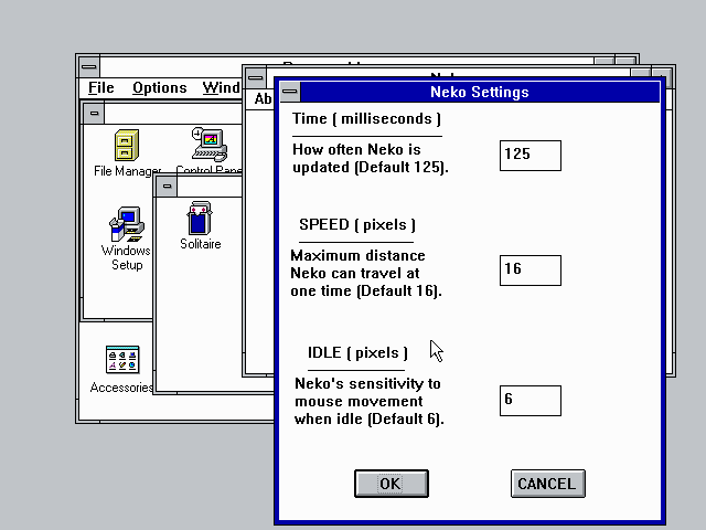 Screenshot of Neko (Windows 3.x, 1989) - MobyGames