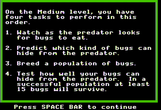 Screenshot of Invisible Bugs (Apple II, 1989) - MobyGames