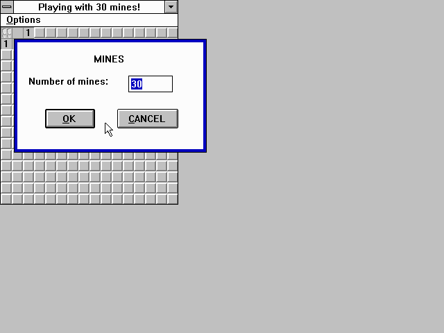 Screenshot of Mines (Windows 3.x, 1990) - MobyGames