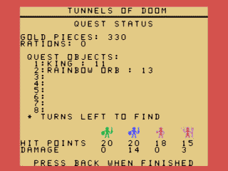 Screenshot of Tunnels of Doom (TI-99/4A, 1982) - MobyGames