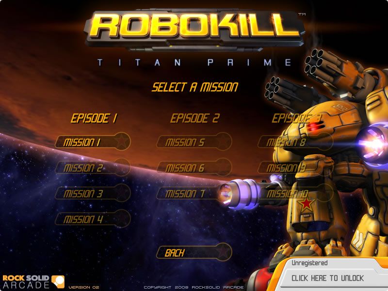 Screenshot of Robokill: Titan Prime (Browser, 2008) - MobyGames
