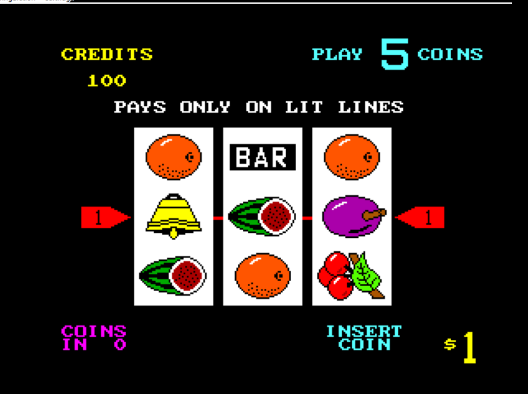 Screenshot of Vegas Slots (TRS-80 CoCo, 1986) - MobyGames