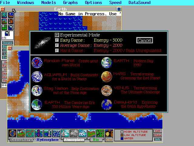 Screenshot of SimEarth: The Living Planet (DOS, 1990) - MobyGames