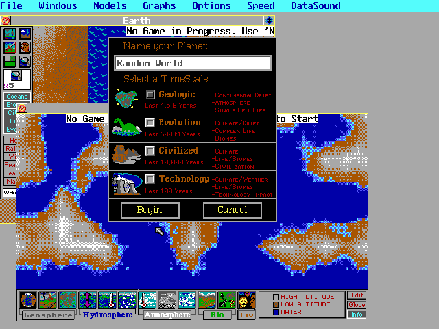 Screenshot of SimEarth: The Living Planet (DOS, 1990) - MobyGames
