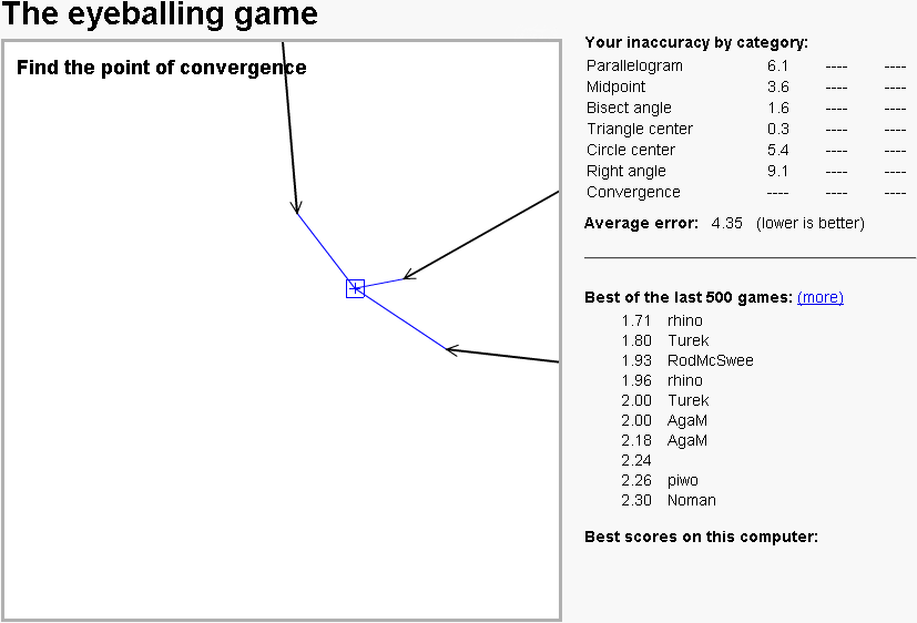 Screenshot of The Eyeballing Game (Browser, 2008) - MobyGames