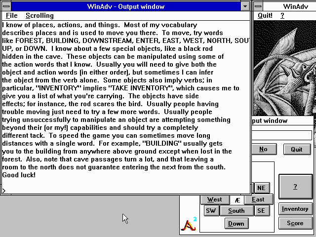 Screenshot of WinAdv (Windows 16-bit, 1992) - MobyGames