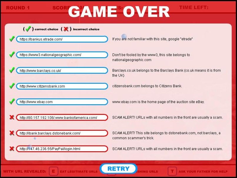 Screenshot of Anti-Phishing Phil (Browser, 2008) - MobyGames
