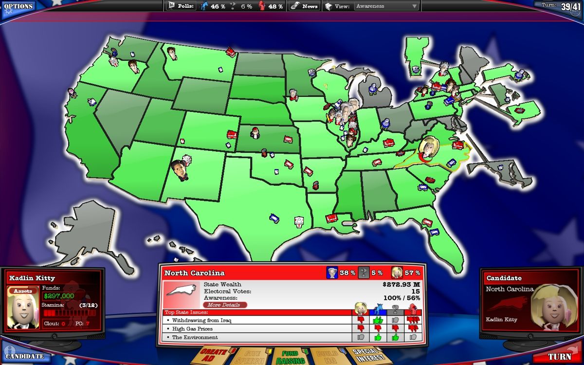Screenshot of The Political Machine 2008 (Windows, 2008) - MobyGames