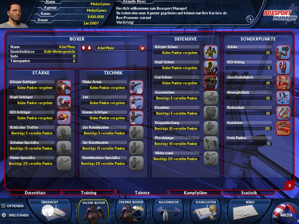 Screenshot of Boxing Manager (Windows, 2007) - MobyGames