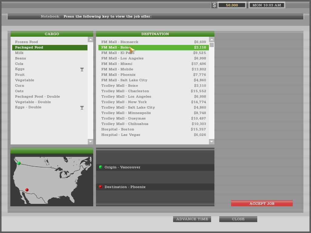 Screenshot of 18 Wheels of Steel: American Long Haul (Windows, 2007 ...